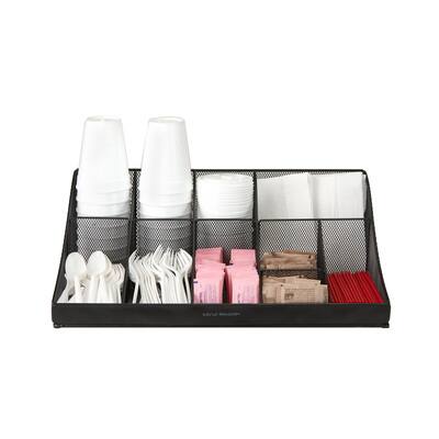 Mind Reader Black 11 Compartment Breakroom Coffee and Condiment ...