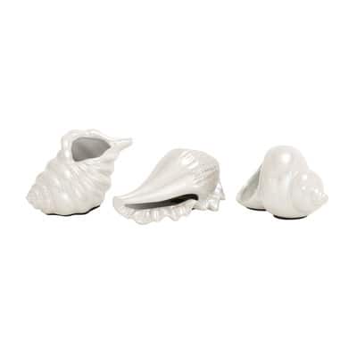 White Porcelain Coastal Seashell Sculpture Set | Michaels