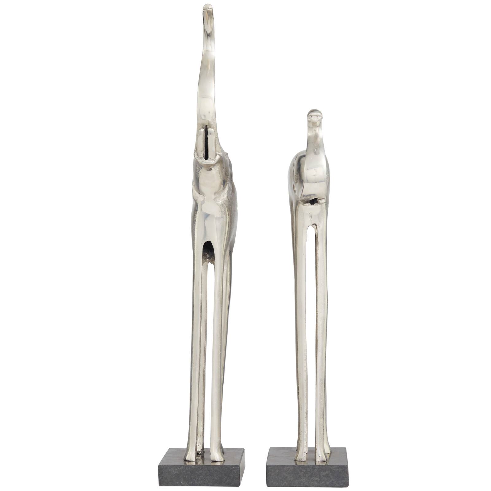 The Novogratz Silver Aluminum Tall Slim Elephant Sculpture with Black ...