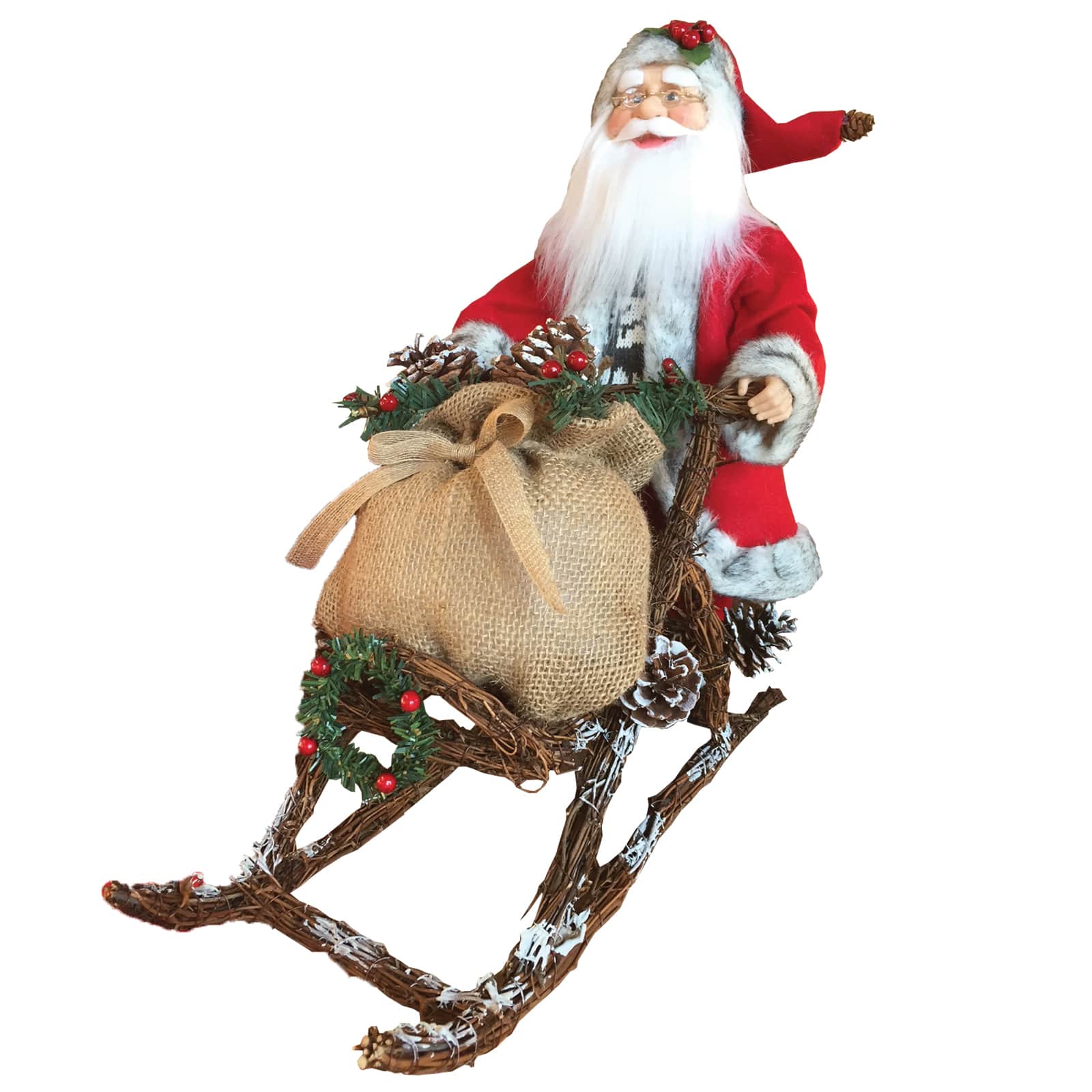 Santa's Workshop 19" Reindeer Santa with Mushing Sled Figure ...