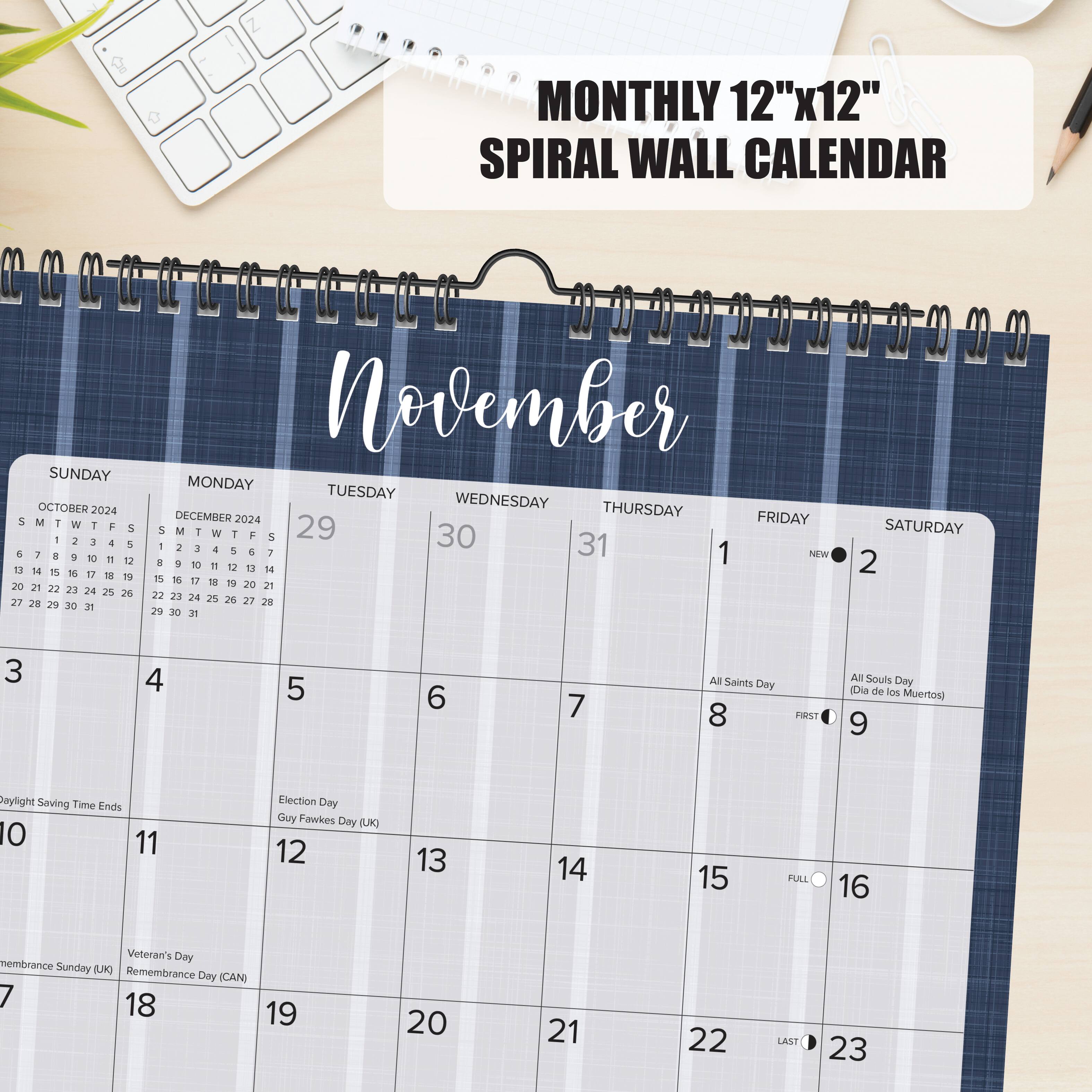 2024 Denim Stripe Spiral Wall Calendar | Michaels