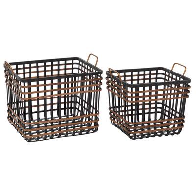 Black Seagrass Farmhouse Storage Basket Set | Michaels