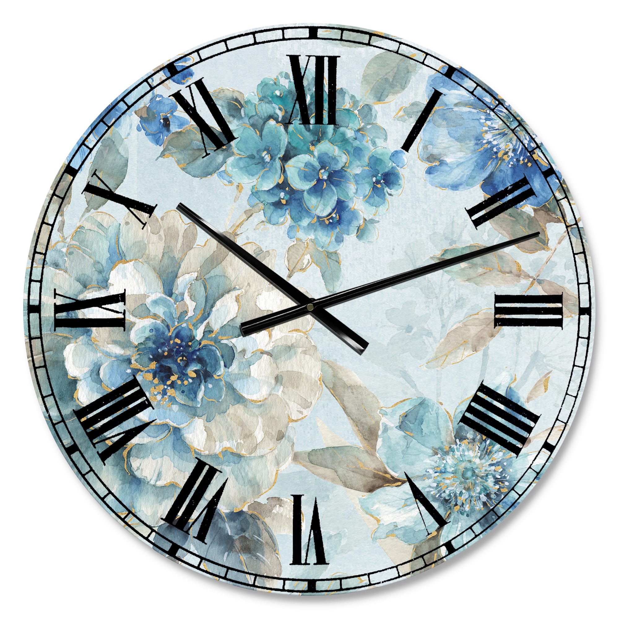 Designart 'Indigold Watercolor Lovely Bird Iv Traditional Wall Clock ...