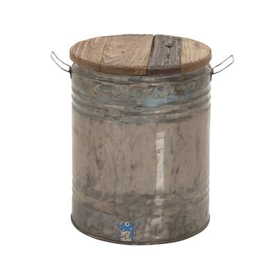 20" Gray Tin & Wood Farmhouse Stool Table | Michaels