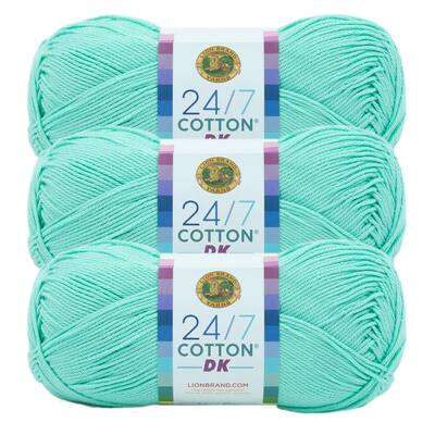 3 Pack Lion Brand® 24/7 Cotton® DK Yarn, Color: Fresh Mint | Michaels