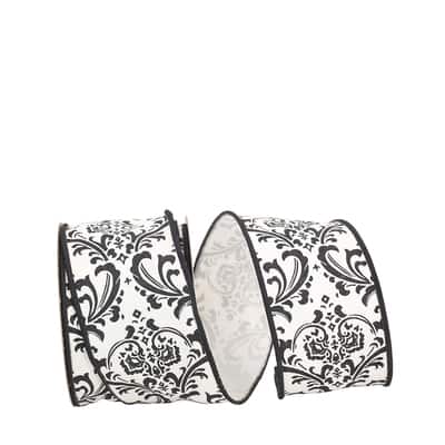 JAM Paper 2.5" x 10yd. Black & White Madison Wired Ribbon | Michaels