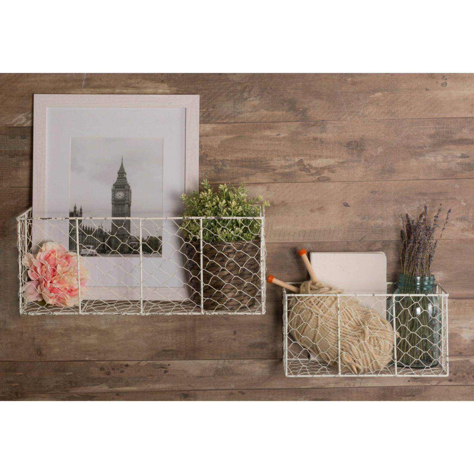 DII® Small Antique White Wall Mount Chicken Wire Baskets, 2ct ...