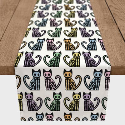 Skeleton Cat Pattern Poly Twill Table Runner | Michaels