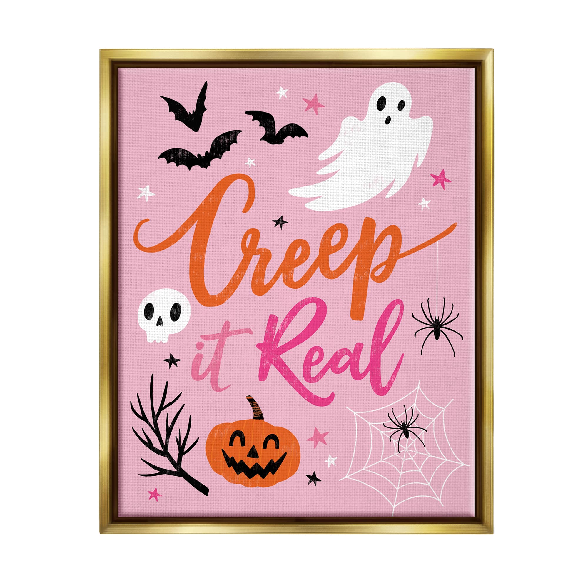 Stupell Industries Creep It Real Pink Halloween Phrase Framed Floater ...