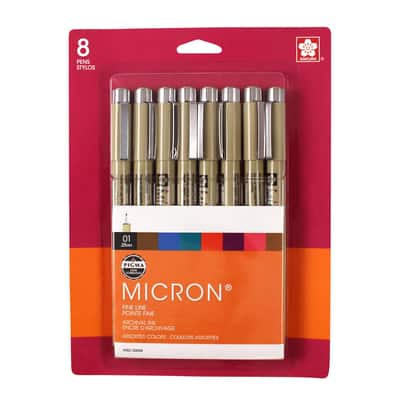 Micron® Mixed Colors Fine Line Ink Pens, 8ct. | Michaels