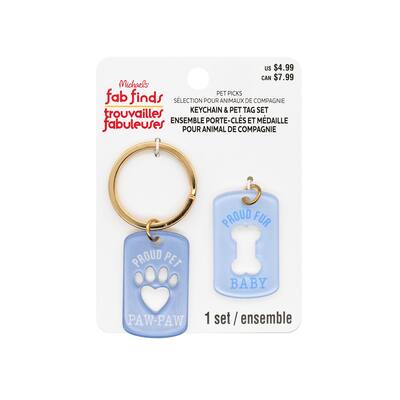 Blue & Gold Keychain & Pet Tag Set by Fab Finds | Michaels