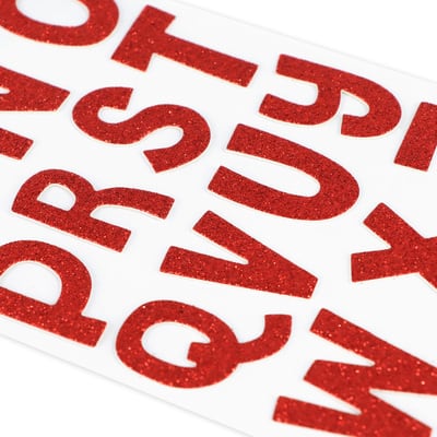 Buy in Bulk - 12 Pack: 1.25" Red Glitter Alphabet Stickers by ...
