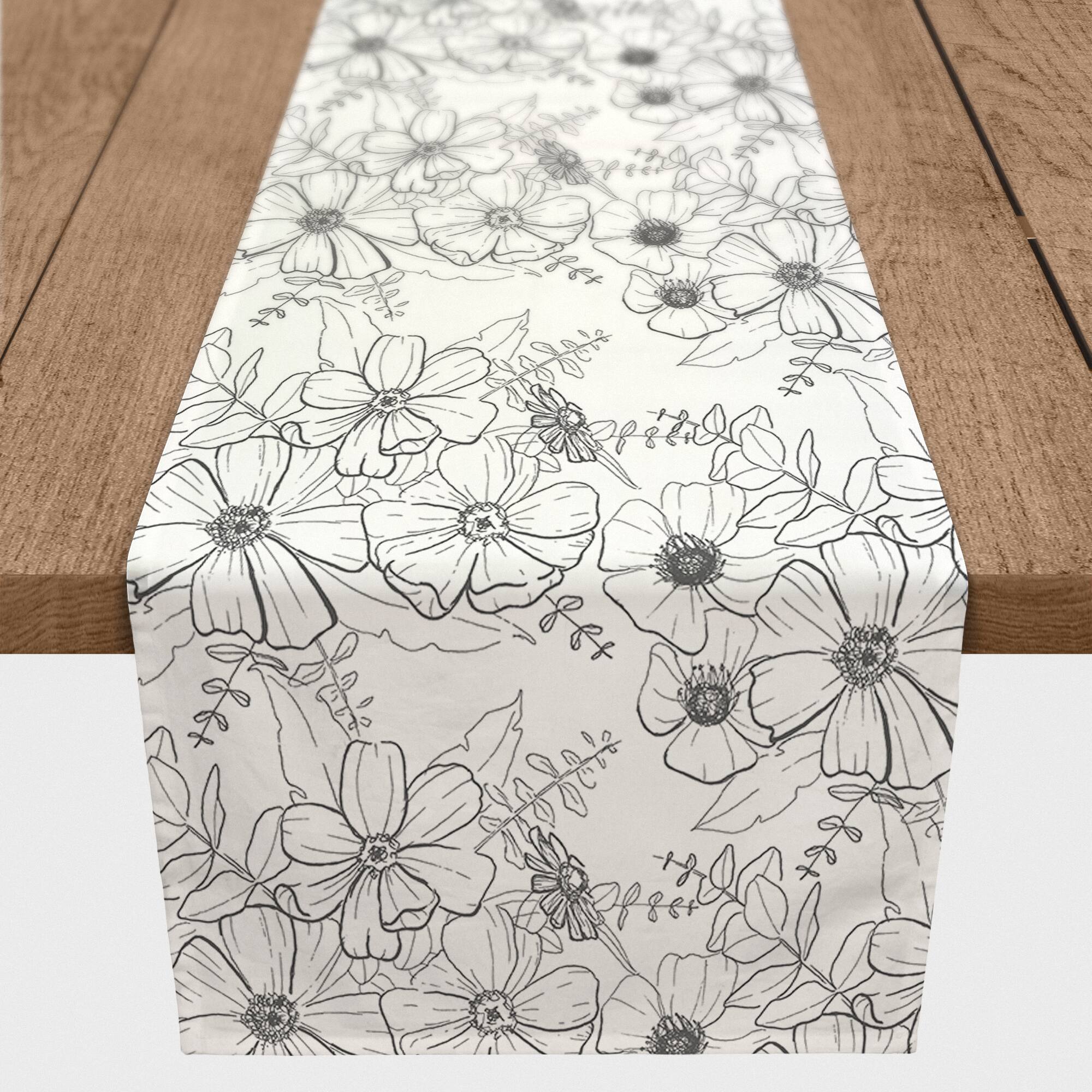 Hand Drawn Flowers Outdoor Table Runner | Michaels