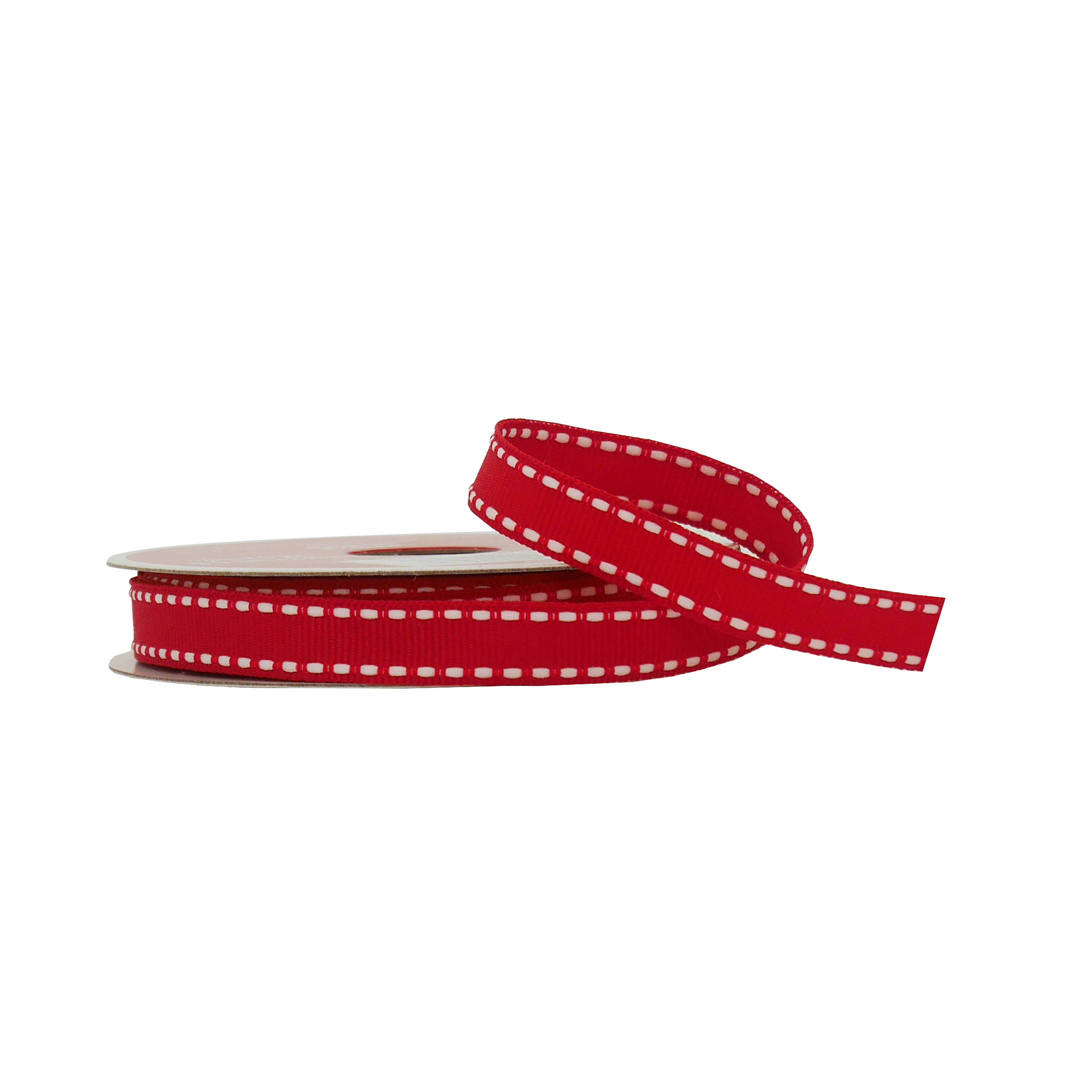 3 8 x 4yd. Red with White Stitching Grosgrain Ribbon by Celebrate It Valentine s Day Michaels
