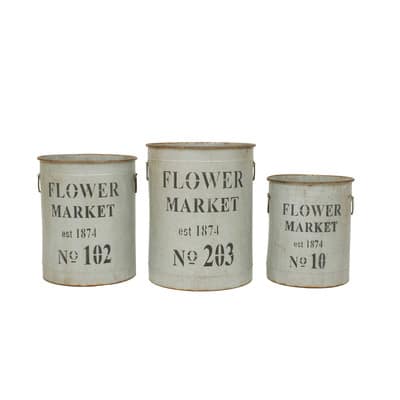 Hello Honey® Metal Flower Market Buckets Set | Michaels