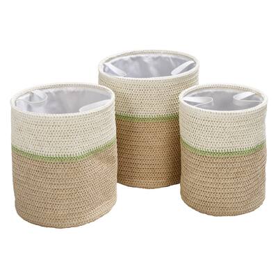 Honey Can Do Green & Beige Small Nesting Paper Straw Baskets with ...