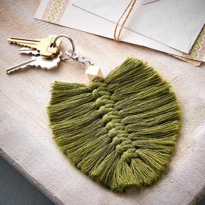 Green Leaf Macrame Keychain | Projects | Michaels