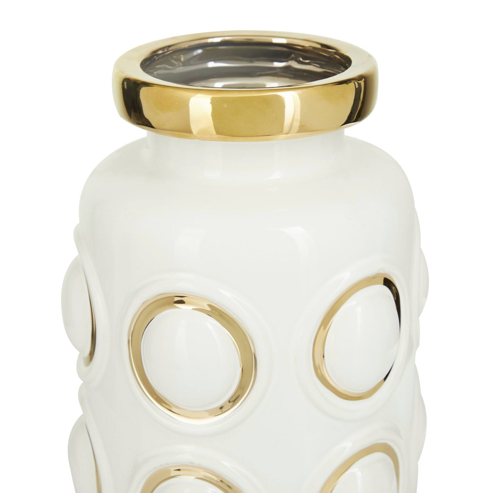 White Stoneware Contemporary Vase, 16" x 6" x 7" | Vases & Containers ...