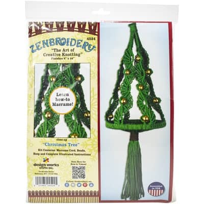 Design Works™ Zenbroidery™ Christmas Tree Macramé Wall Hanging Kit ...
