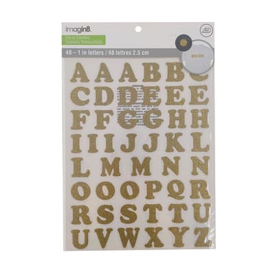 Buy in Bulk - 12 Packs: 48 ct. (576 total) 1" Iron-On Gold Glitter ...