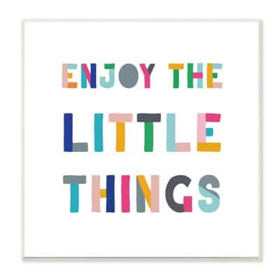 Stupell Industries Enjoy Little Things Kids' Motivational Phrase Block ...