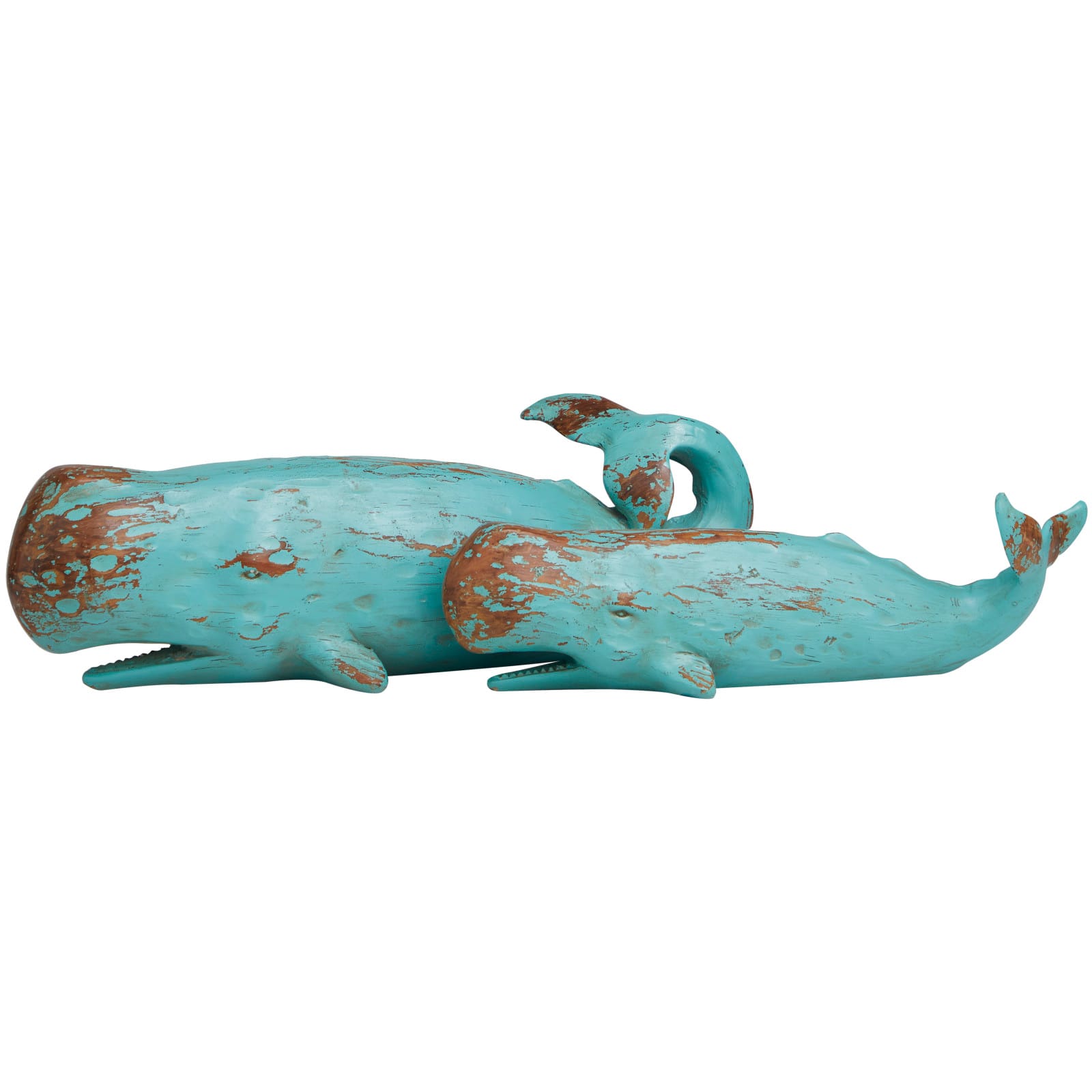 Teal Polystone Distressed Whale Sculpture Set | Michaels