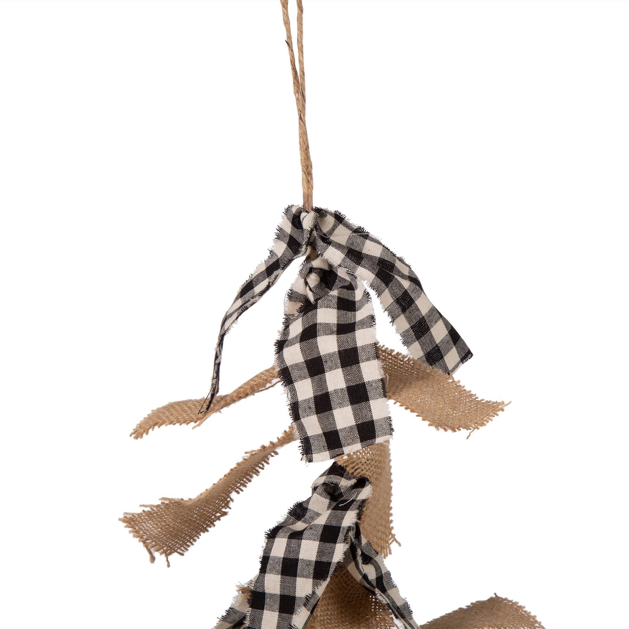 Glitzhome® 6ft. Black & White Plaid Fabric Linen Garland | Michaels
