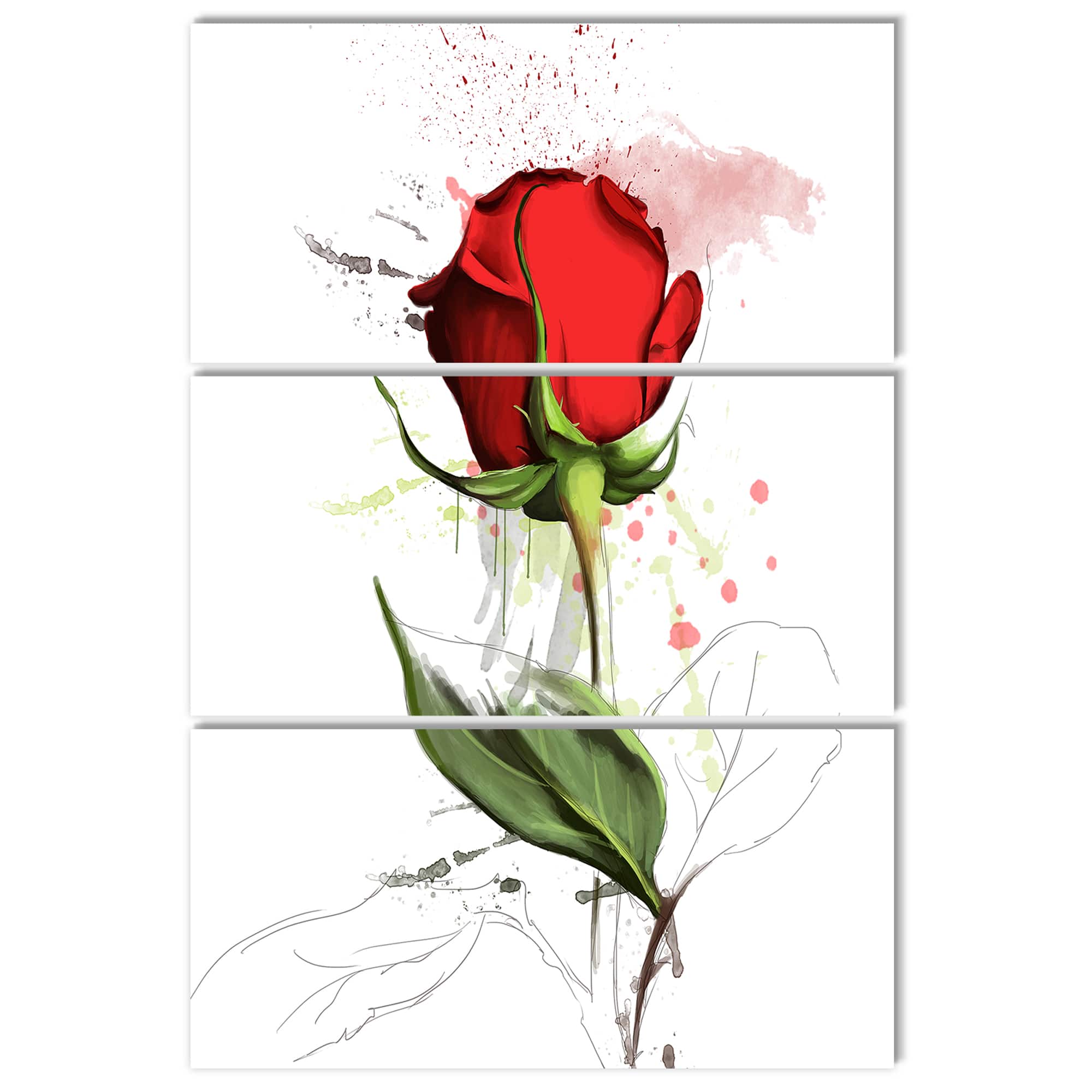 Designart - Red Rose Hand drawn - Floral Canvas Art Print | Michaels