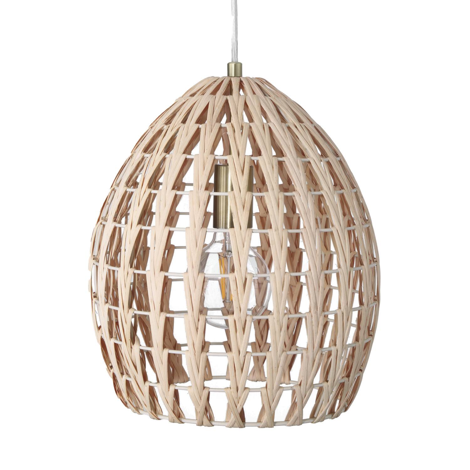 Hello Honey® Persephone Natural Metal & Handwoven Rattan Ceiling Light ...