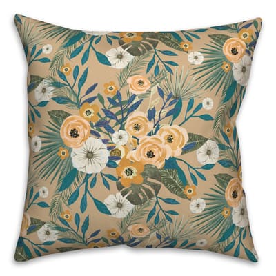 Tropical Floral Square Throw Pillow | Michaels