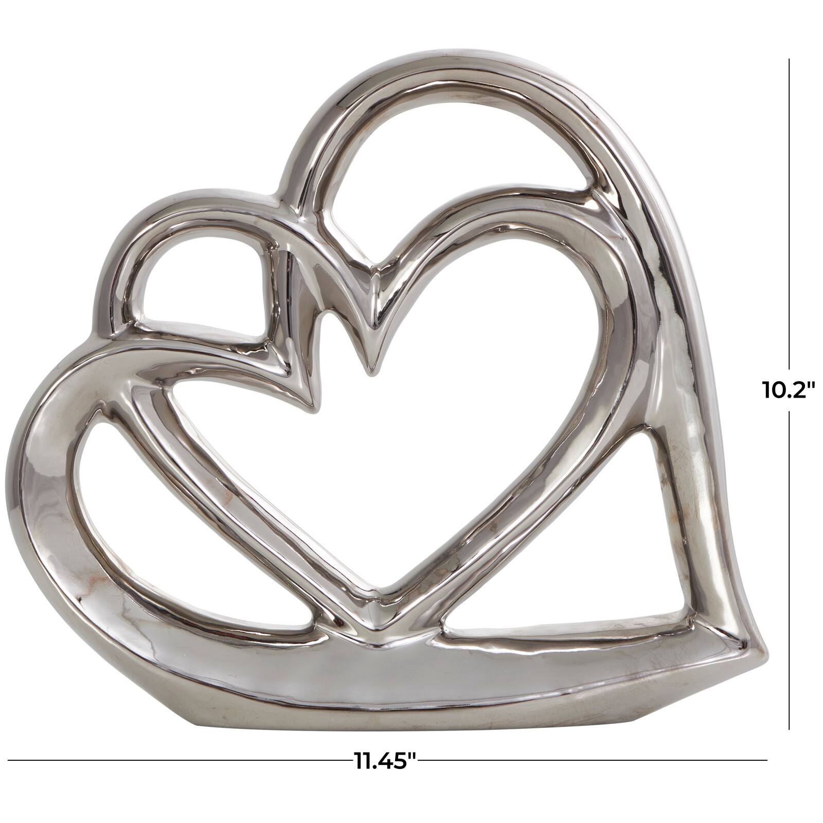 10" Silver Ceramic Heart Abstract Overlapping Sculpture | Michaels