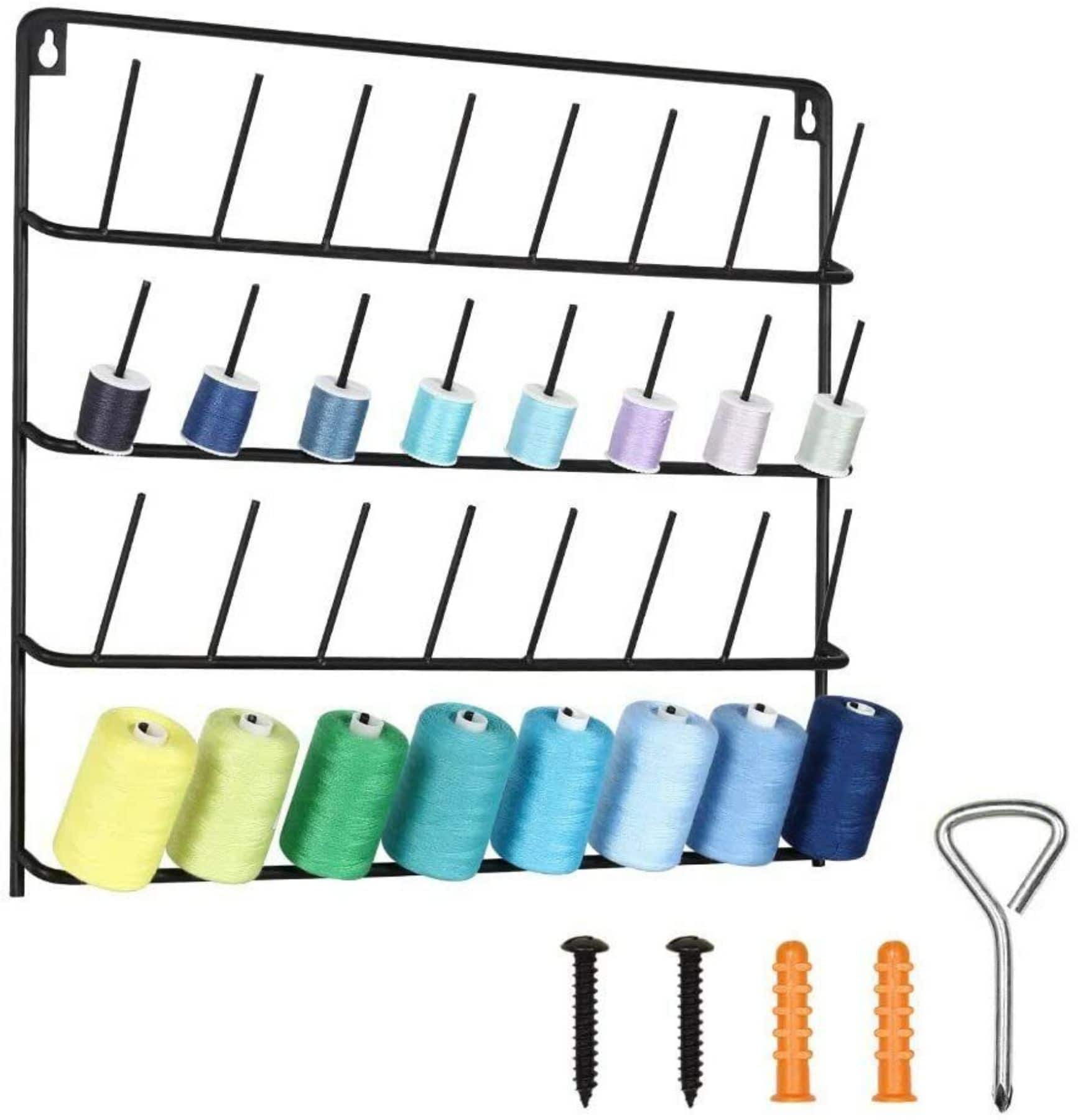 NEX™ Black 32-Spool Wall-Mounted Metal Sewing Thread Rack | Michaels