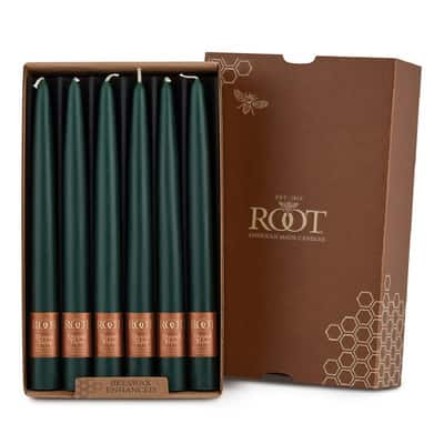 Root Candles 9" Unscented Taper Candles, 12ct., Color: Dark Green ...