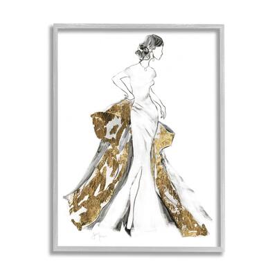 Stupell Industries Elegant Fashion Female Glam Coat Evening Dress ...