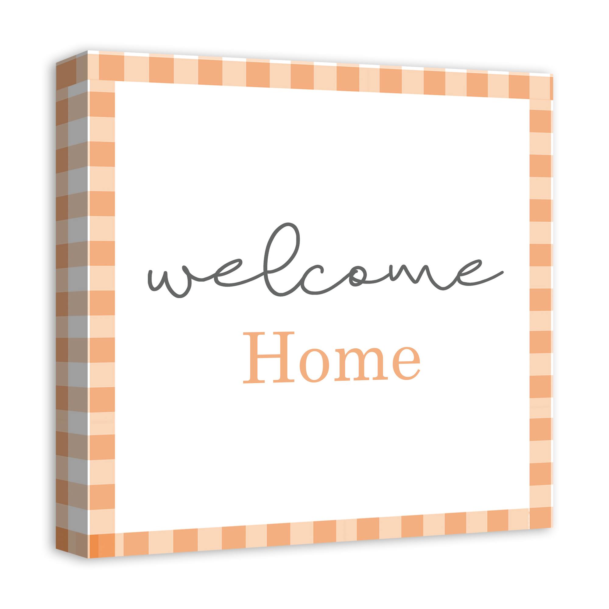Orange Plaid Welcome Home Canvas Wall Art | Michaels