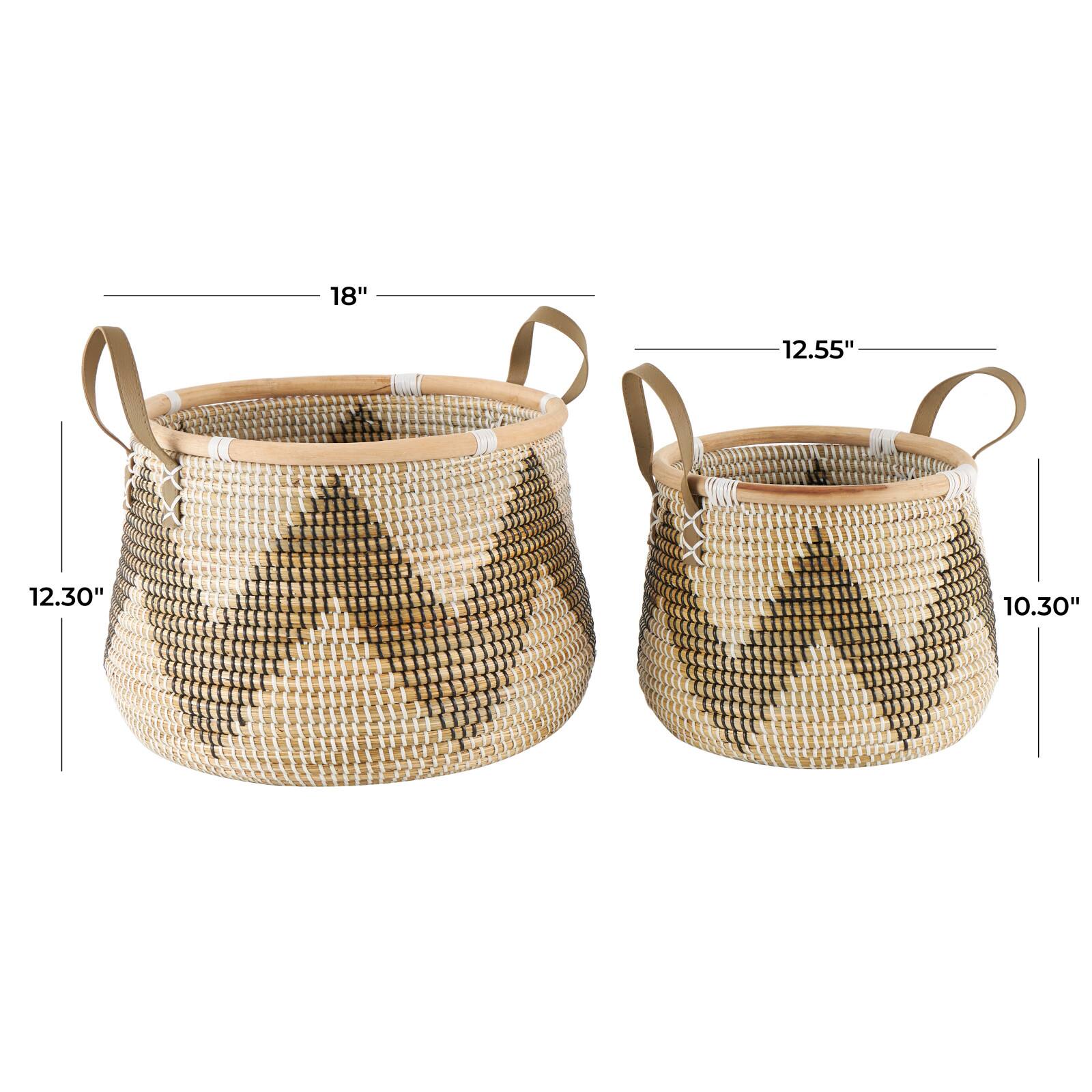 Brown Round Seagrass Handmade Zigzag Storage Basket Set | Michaels