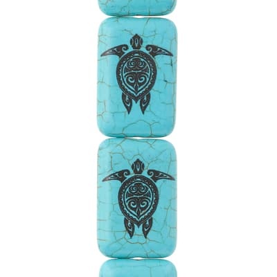 Turquoise Reconstituted Stone Turtle Print Rectangle Beads, 30mm by ...