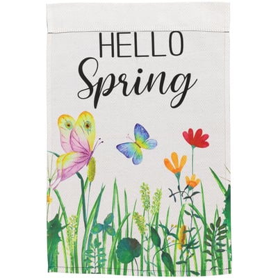 Hello Spring Butterflies & Flowers Outdoor Garden Flag | Michaels
