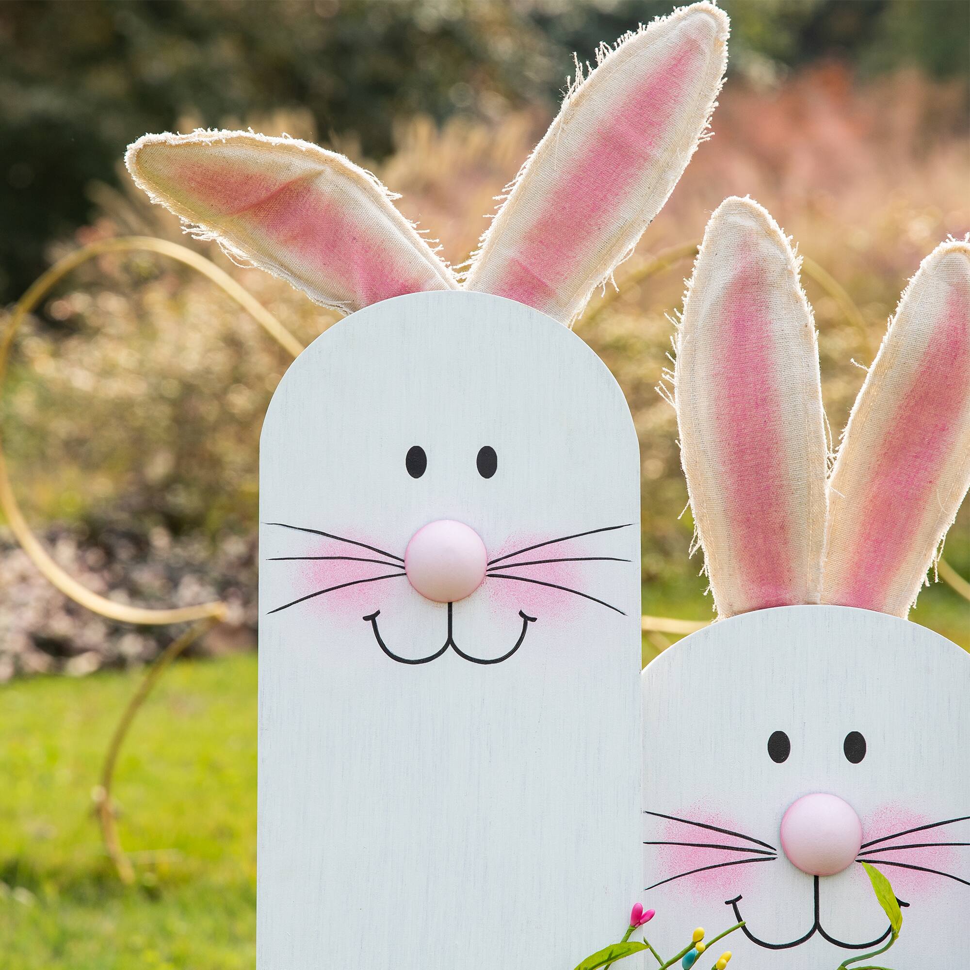 Glitzhome® 29.5" Easter Bunny Family HOP Wooden Porch Sign | Outdoor ...