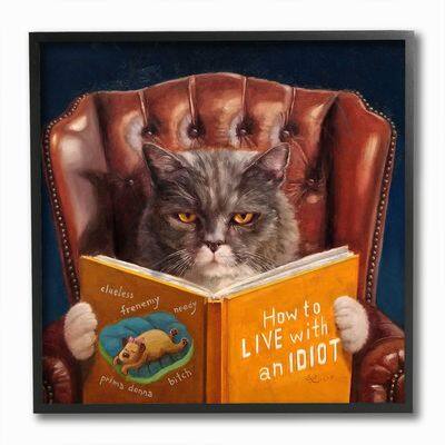 Stupell Industries Angry Cat Reading Dog Book Feline Pet Humor,12" x 12 ...