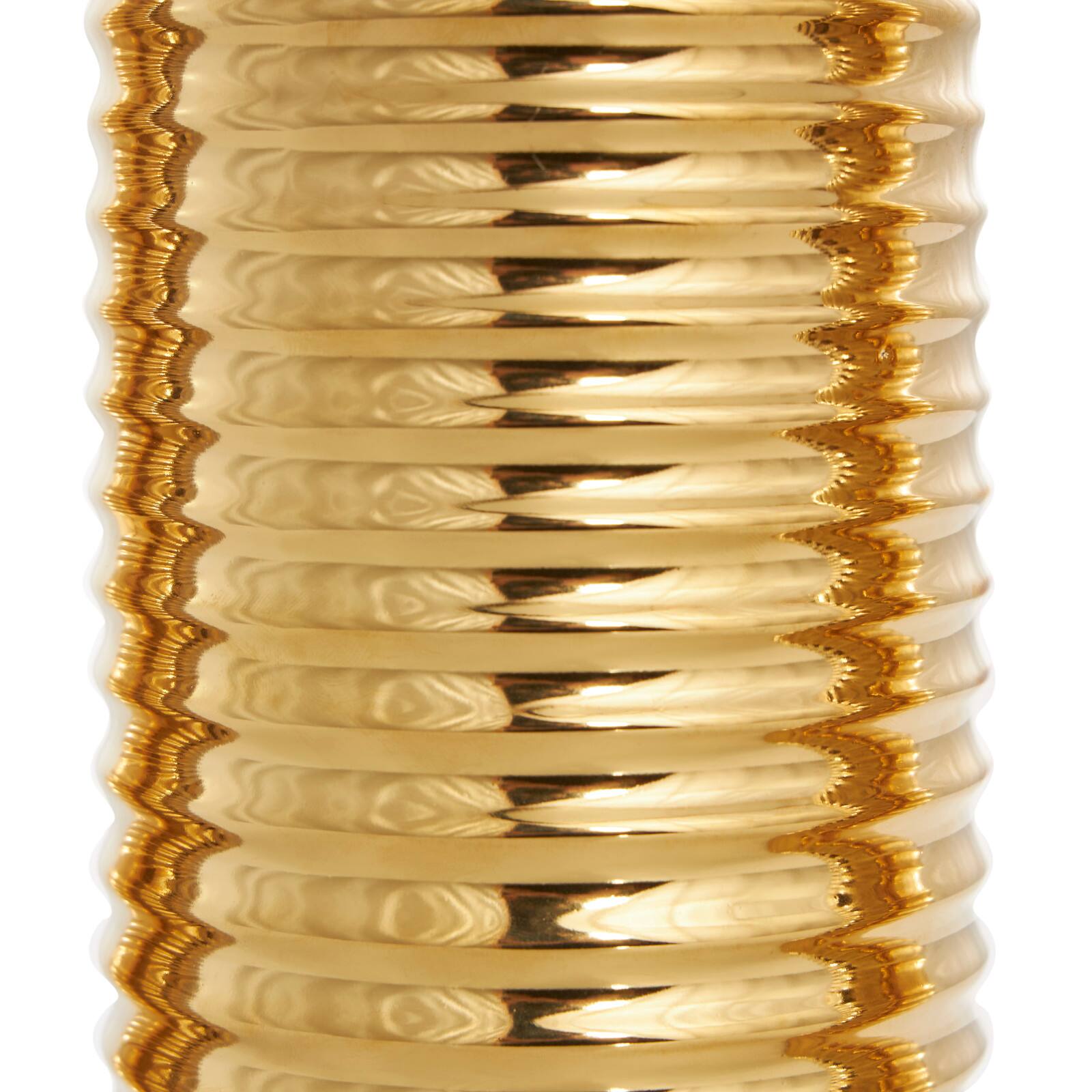 Gold Ceramic Dimensional Ribbed Vase Set | Michaels
