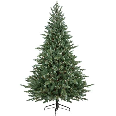 7ft. Pre-Lit Real Touch™ Blue Spruce Artificial Christmas Tree, Clear ...