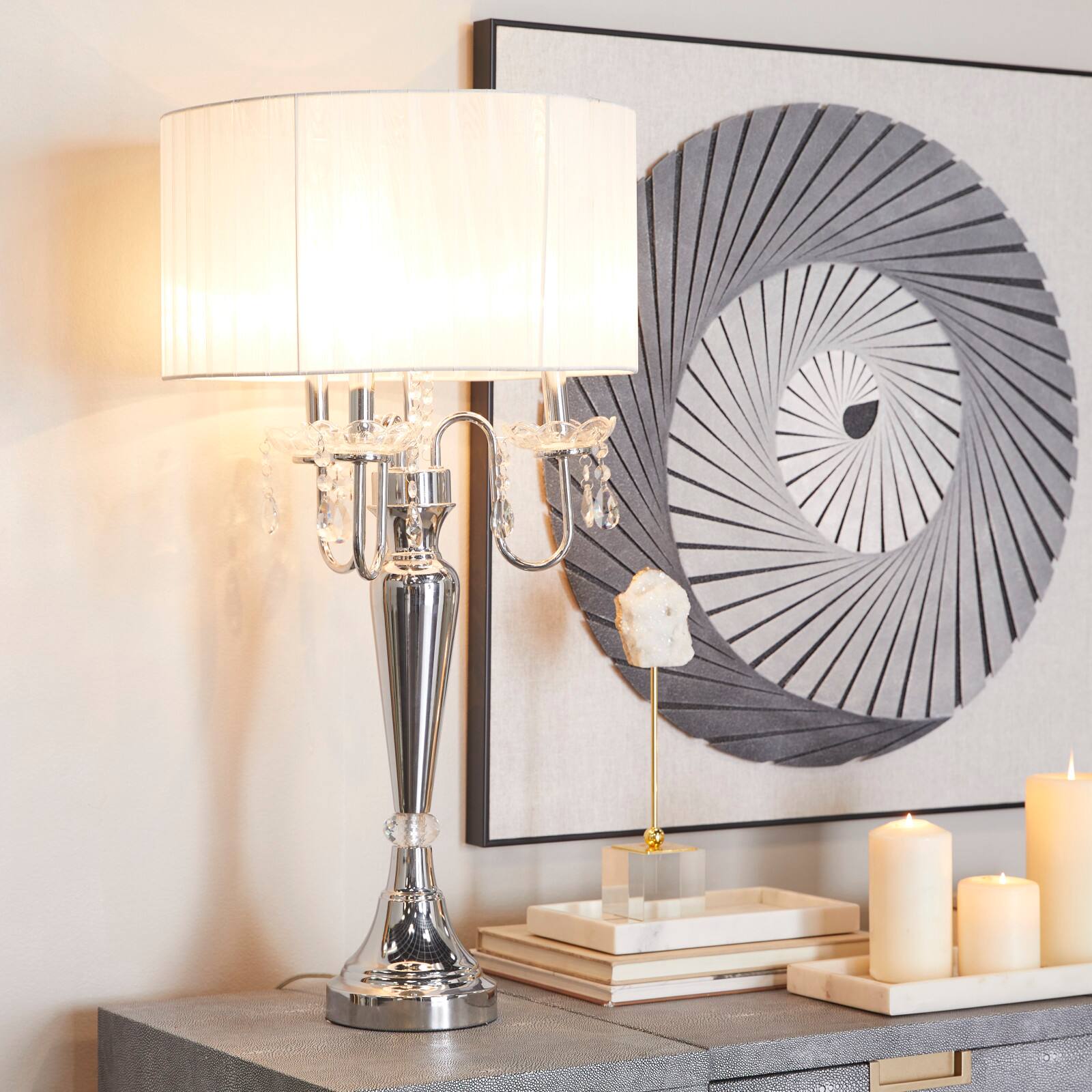 Silver Metal Table Lamp 16" x 16" x 31" | Michaels