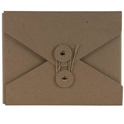 JAM Paper Brown Kraft Button & String Tie Closure Portfolio, 5.25" x 6. ...