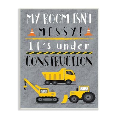 Stupell Industries Messy Room or Under Construction Kid's Room Sign ...