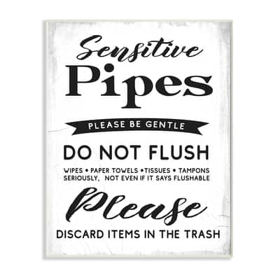 Stupell Industries Sensitive Toilet Pipes Sign Flushing Restrictions ...