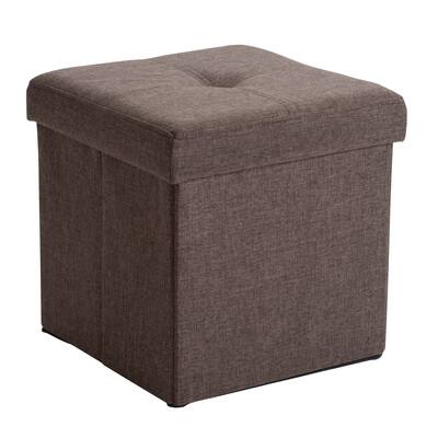 Simplify 15" Faux Linen Folding Storage Ottoman Cube | Michaels