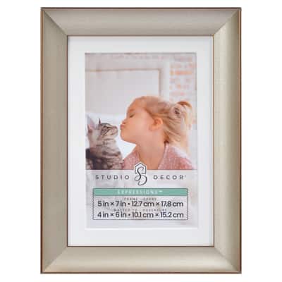 Expressions™ Narrow Champagne Frame with Mat by Studio Décor® | Michaels
