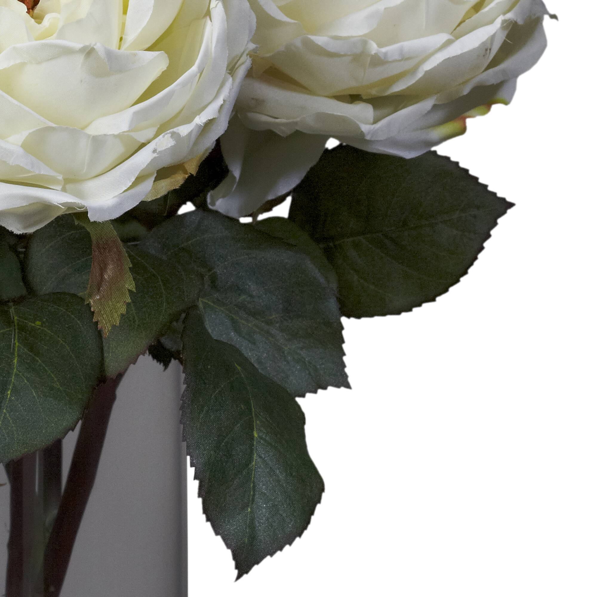 18" White Fancy Rose Arrangement in Glass Cylinder Vase | Tabletop ...