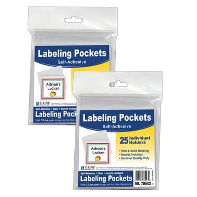 C-Line® Self Adhesive Labeling Pockets with Inserts, 2 Packs of 25 ...